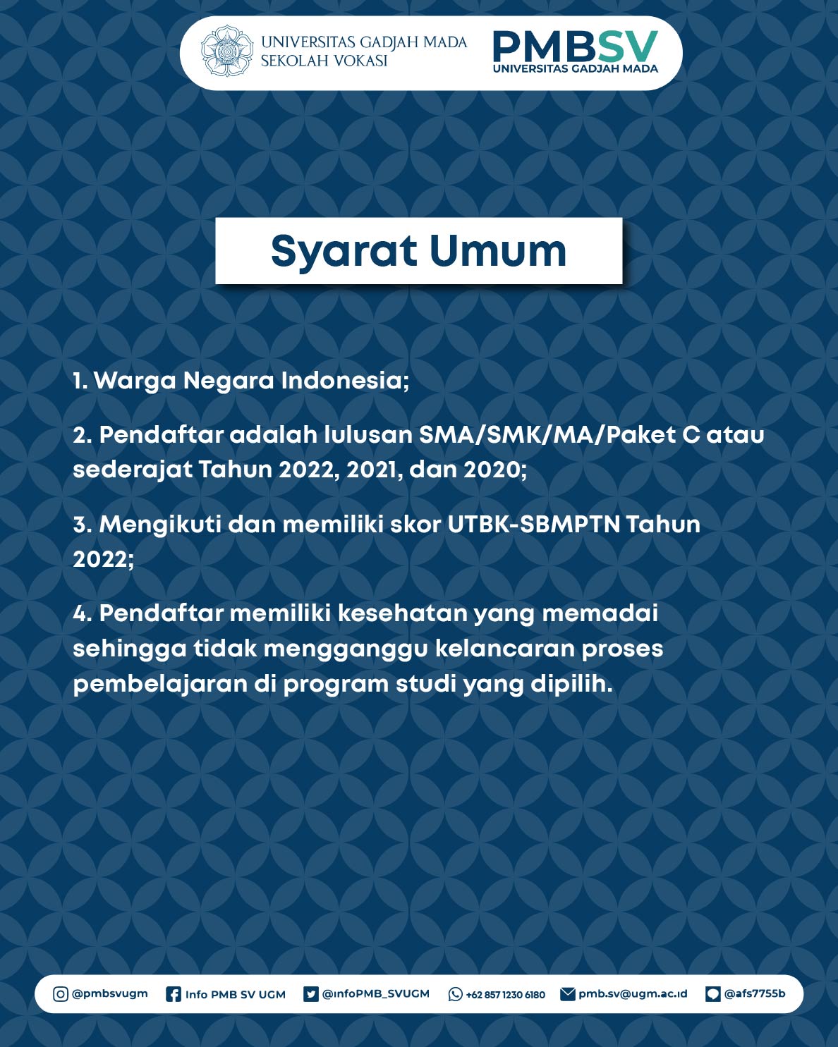 KESEMPATAN TERAKHIR MASUK SV UGM 2022 - Sekolah Vokasi UGM